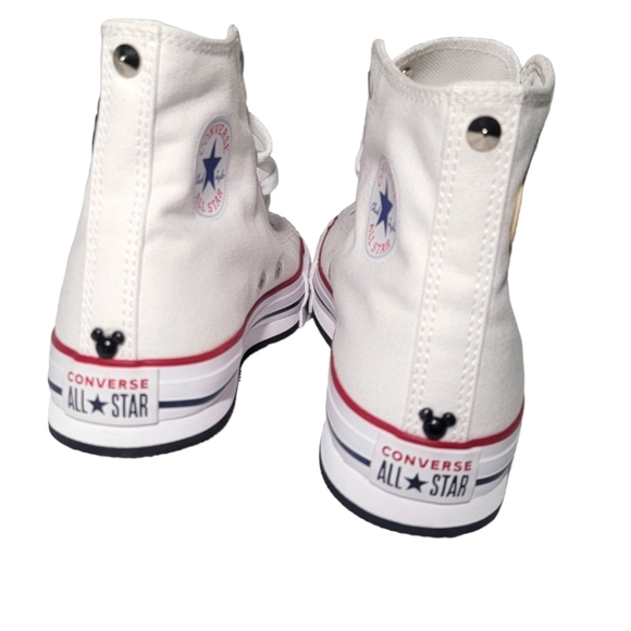 Converse | Shoes | Womens White Chuck Taylor Platforms Customized With ...